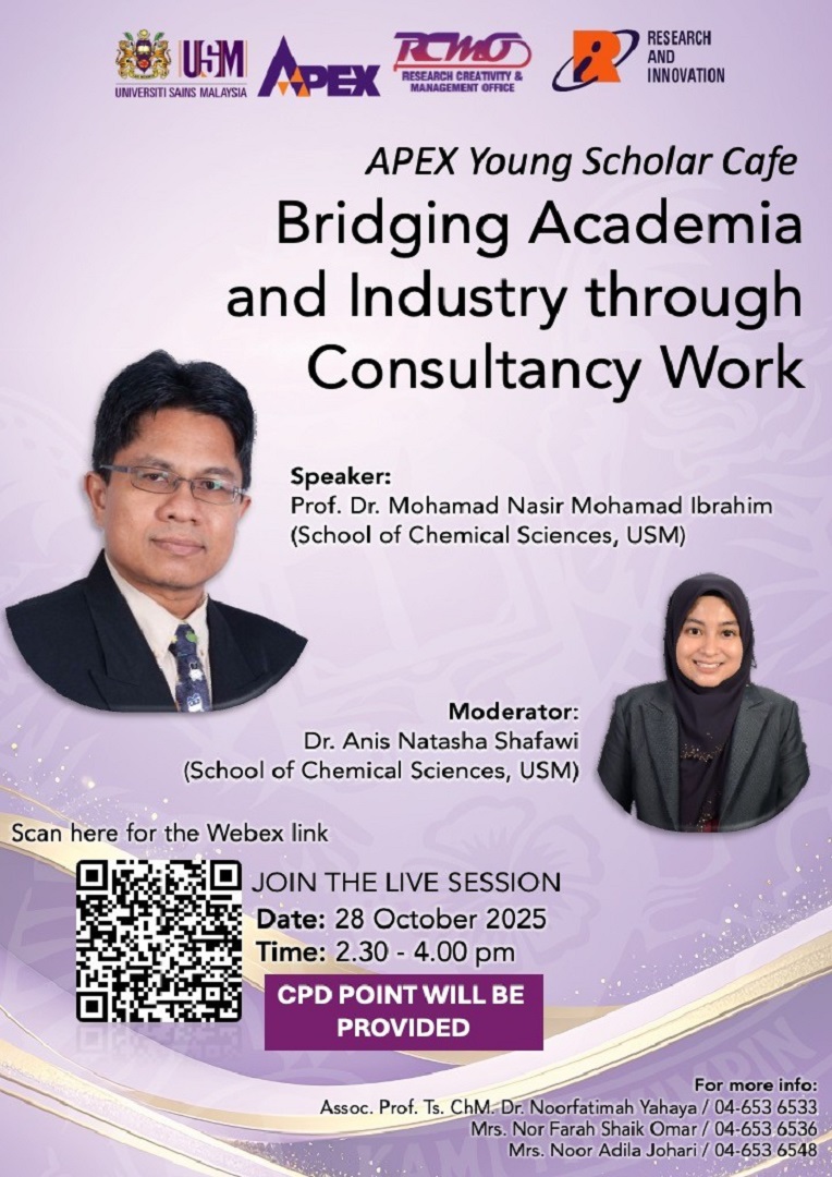 APEX YOUNG SCHOLAR WEBINAR CAFE - BRIDGING ACADEMIA AND INDUSTRY THROUGH CONSULTANCY WORK